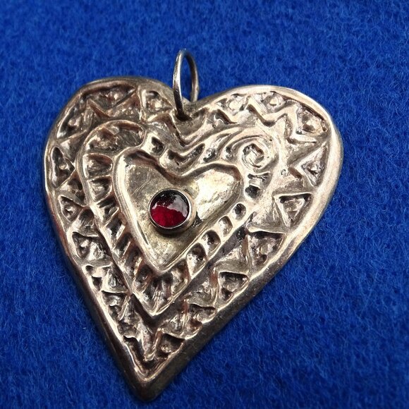 Jewelry | Sterling Silver Signed Large Heart Pendant With Stone 11g ...